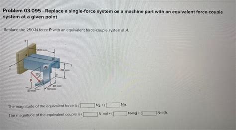 solved problem 03 095 replace a single force system on a