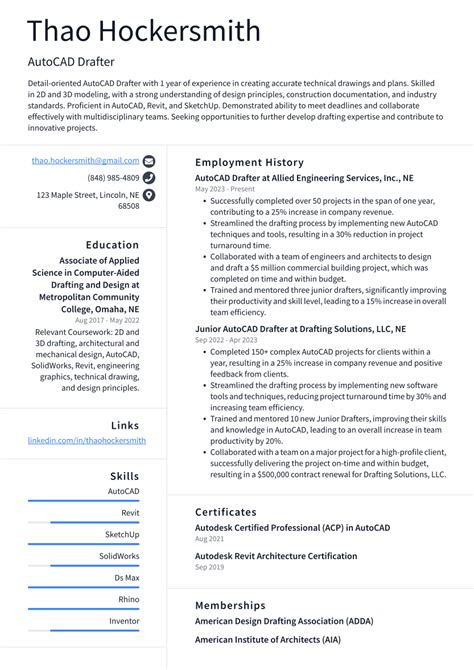 Autocad Drafter Resume Examples And Templates Resumecat
