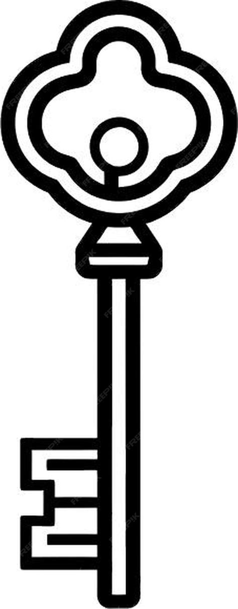 Classic Key Design Retro Key Icon Black And White Image Premium Ai