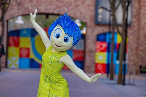 Joy From Inside Out Meeting Guests At Pixar Plaza In Disneys Hollywood