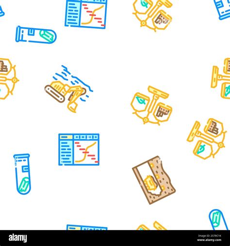 Mining Engineer Industry Vector Seamless Pattern Thin Line Illustration Mining Engineer