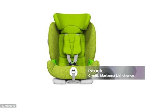 흰색 배경에 자동차 전면보기 3d 렌더링을위한 녹색 어린이 시트 그림자 없음 0명에 대한 스톡 사진 및 기타 이미지 0명 교통사고 충돌 사고 귀여운 Istock