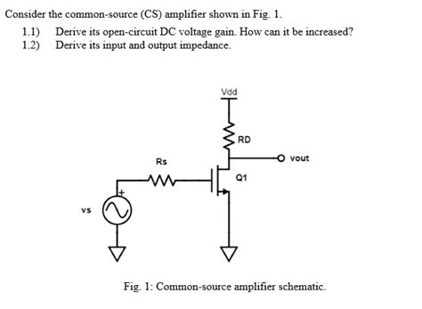 Solved Consider The Common Source Cs Amplifier Shown In Fig