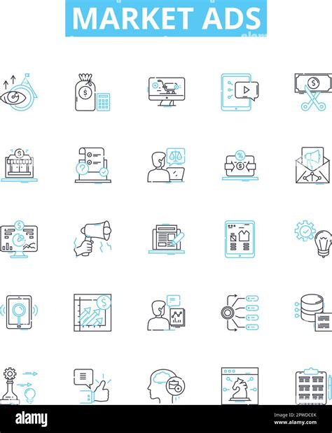 Market Ads Vector Line Icons Set Advertising Markets Promotions