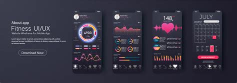Fitness App Ui Ux Design Web Mobile Royalty Free Vector