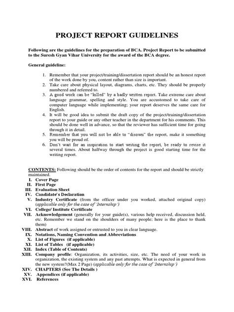 Mca Project Report Guidelines And Formats Pdf Software Testing System