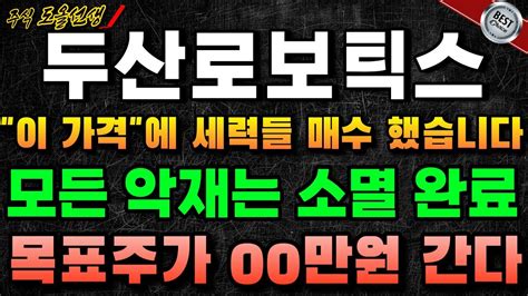 두산로보틱스 모든 악재 다 끝났습니다 세력 형님들 다시 매집중이고 다시 반등 공급계약 두산로보틱스 두산로보틱스