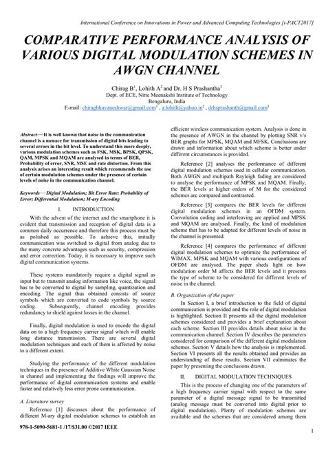 PDF COMPARATIVE PERFORMANCE ANALYSIS OF VARIOUS DIGITAL MODULATION