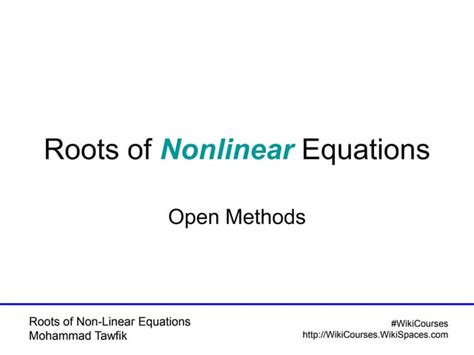 Roots Of Nonlinear Equations Open Methods Ppt