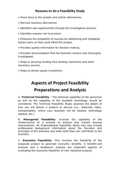 Feasibility Study Template Small Business Parahyena