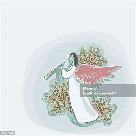 천사 파란 벡터 크리스마스 카드 배경 연약한 색깔 파스텔 페인트 카드 작풍 거리에 대한 스톡 벡터 아트 및 기타 이미지 거리