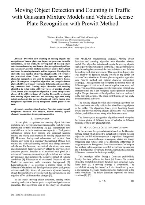 Pdf Moving Object Detection And Counting In Traffic With Gaussian