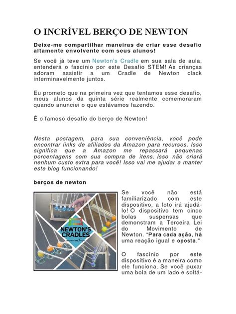 O Incrível Berço De Newton Pdf Pdf Instrumentos De Corda Isaac Newton