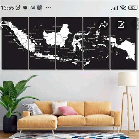 Jual Hiasan Dinding Peta Indonesia 150x60cm Jumbo Peta Dunia Isi 5 Pcs