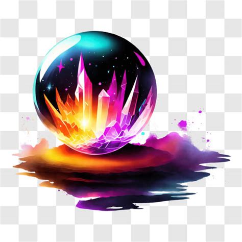Descarga Bola De Cristal Colorida Con Cristales Flotando En Agua PNGs