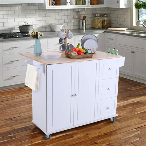 Buy Maison Arts Storage Kitchen Island With Drop Leaf Rolling Kitchen