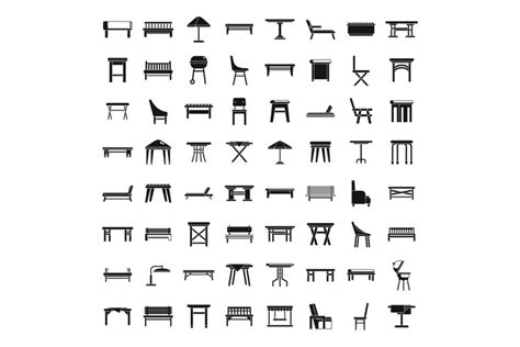 Outdoor Furniture Icons Set Simple Vector Garden Patio