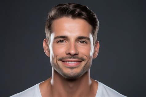 Premium Photo Young Man In White Shirt Standing On Isolated Background