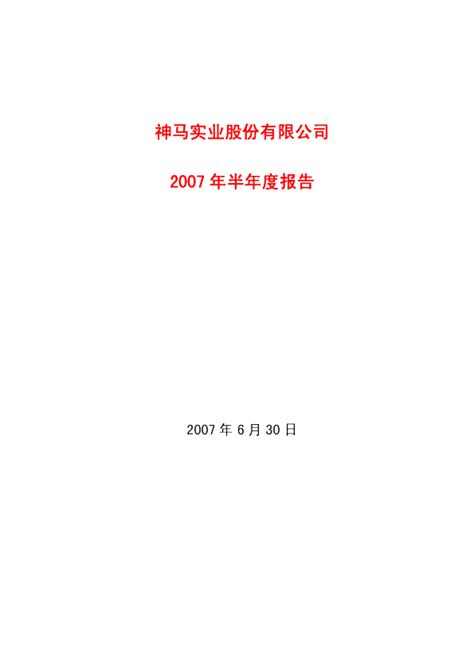 神马实业：2007年半年度报告