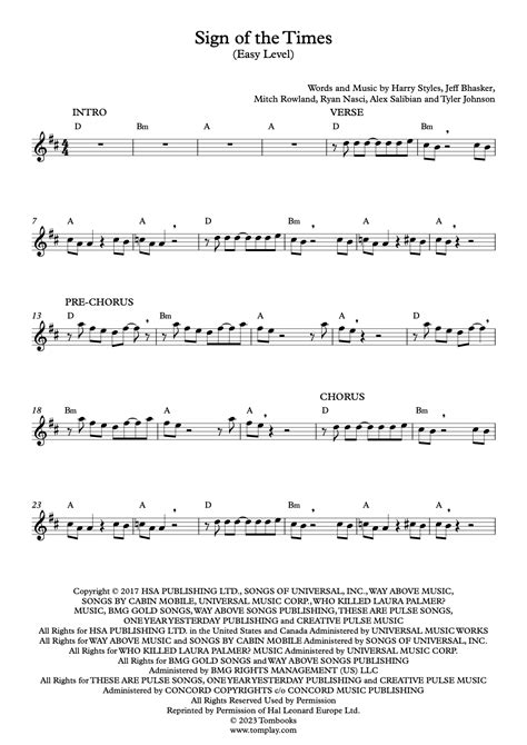 Sign Of The Times Easy Level Alto Sax Harry Styles Saxophone
