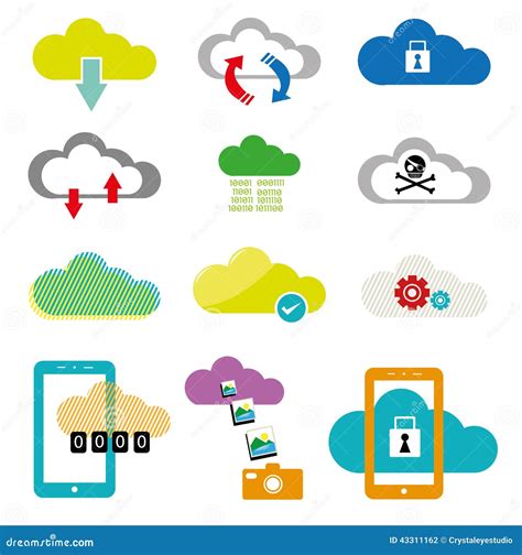 Cloud Computing Collection Vectors Stock Vector Illustration Of