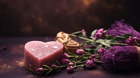 Handmade Soap Bars With Lavender Flowersgenerative Ai Stock