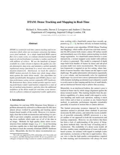 DTAM Dense Tracking And Mapping In Real Time Department Of