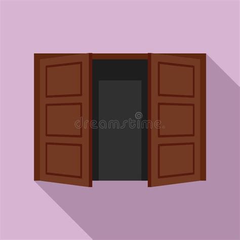 Open Door Icon Flat Style Stock Vector Illustration Of Element