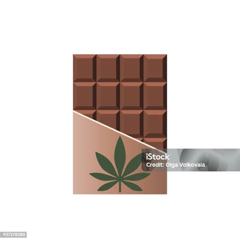 Çikolata Bar Marihuana Yaprağı Narkotik Tatlılar Stok Vektör Sanatı