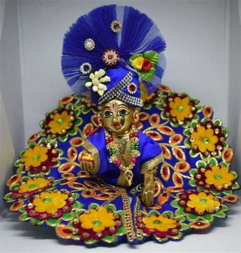 Satin Silk Blue Ladoo Gopal Poshak Set For Home And Temple Size 25