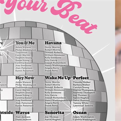 Disco Table Plan Disco Ball Style Seating Chart Music Theme Etsy