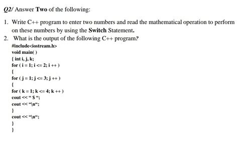 Solved Q Answer Two Of The Following Write C Program Chegg