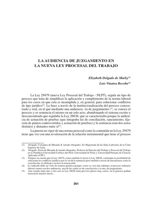 La Audiencia De Juzgamiento En La Nlpt Pdf Ley Procesal Sentencia