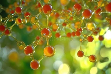 Colorful Molecular Structure Suspended In A Vibrant Background With Soft Light Stock