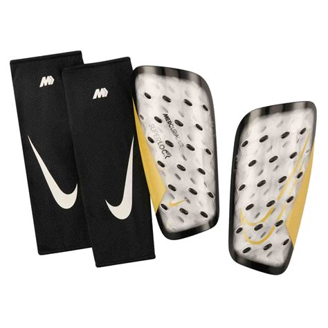 Nike Mercurial Lite Superlock Shin Guard Whiteblackmetallic Gold Co
