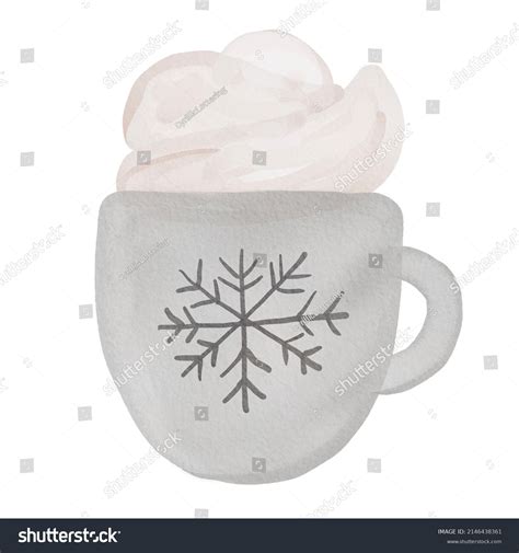 뜨거운 코코아 수채화 크리스마스 머그컵 그레이 스톡 일러스트 2146438361 Shutterstock