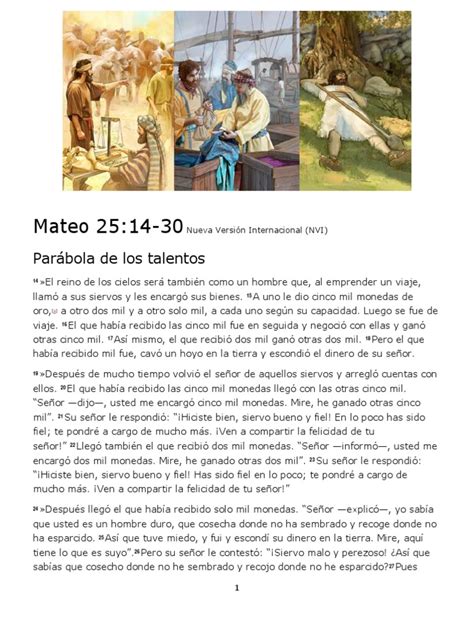 Parábola De Los Talentos Mateo 25 Pdf Violencia