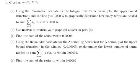 1 given an n2e−3n 4 a using the remainder