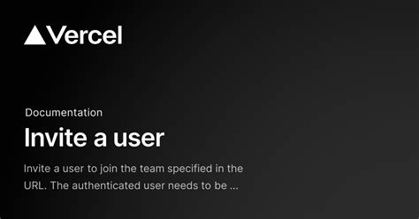 Invite A User Vercel Api Docs