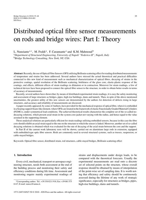 Pdf Distributed Optical Fibre Sensor Measurements On Rods And Bridge