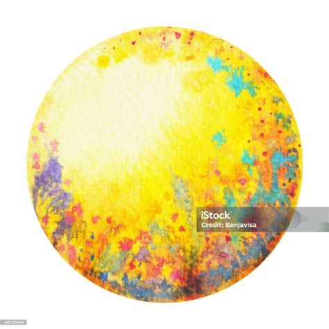 노란 꽃 꽃 보름달 수채화 그림 그린 손 그림 디자인 드로잉 달 하늘에 대한 스톡 벡터 아트 및 기타 이미지 달 하늘 위성 우주 가득 찬 Istock