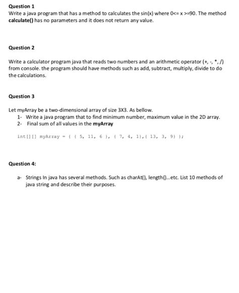Solved Question 1 Write A Java Program That Has A Method To