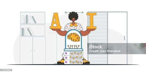 인간은 벡터 아트로 세련되게 그려진 Ai 두뇌를 가지고 있습니다 과학에 대한 스톡 벡터 아트 및 기타 이미지 과학 기계류