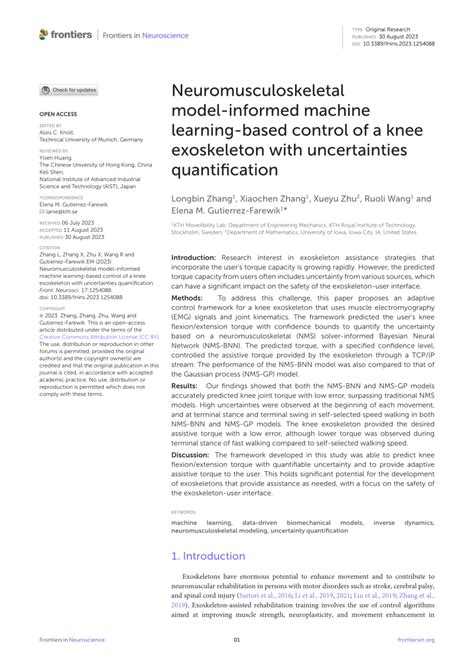 Pdf Neuromusculoskeletal Model Informed Machine Learning Based Control Of A Knee Exoskeleton