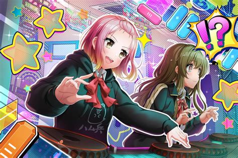 Safebooru 2girls Brown Eyes Brown Hair D4dj Inuyose Shinobu Jacket
