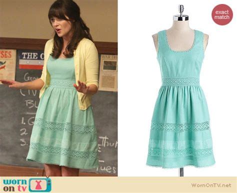 Wornontv Jesss Mint Green Dress With Yellow Cardigan On New Girl