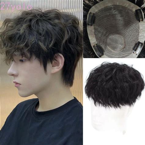 YOLO 100 Human Hair Toupee Wigs Leslie Curl Natural Hair Replacement System Prosthetic Hair