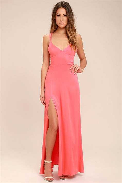 Sexy Coral Pink Dress Maxi Dress Strappy Dress 5800 Lulus
