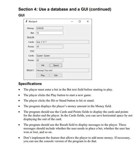 Solved Section 4 Use A Database And A Gui Use A Database To