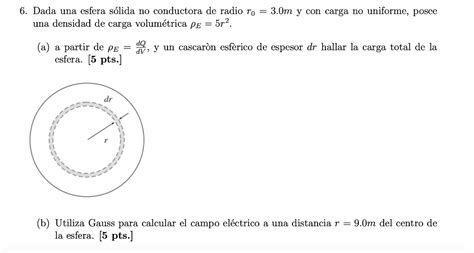 Solved Given A Non Conducting Solid Sphere Of Radius R0 Chegg